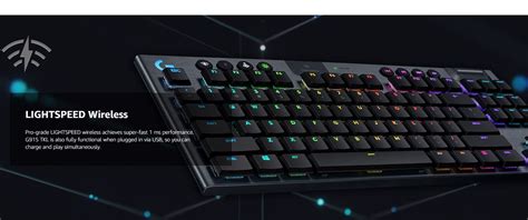 Logitech G TKL Tenkeyless Lightspeed Wireless RGB Mechanical Gaming Keyboard Carbon Tactile