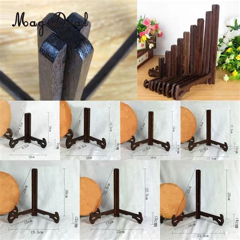 Magideal Wooden Display Stand Wood Easel Plate Display Photo Holder