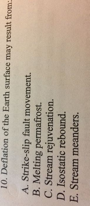 Solved Deflation Of The Earth Surface May Result From A