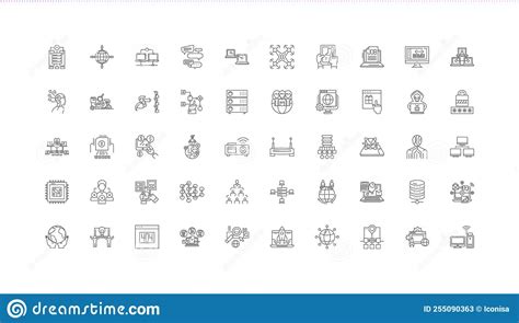 Networking Ideas Linear Icons Line Signs Set Vector Collection Stock