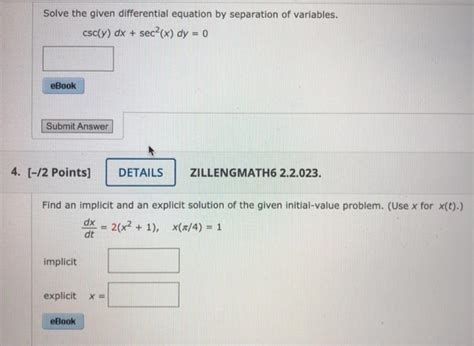 Solved Solve The Given Differential Equation By Separation