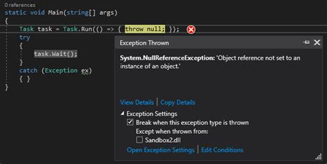C Exception In Thread Task Is Not Propagated Like Example Suggests
