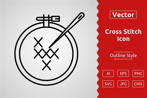 Vector Cross Stitch Outline Icon Graphic By Muhammad Atiq · Creative