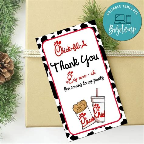 Chick Fil A Thank You Tag Customizable Template Diy Bobotemp