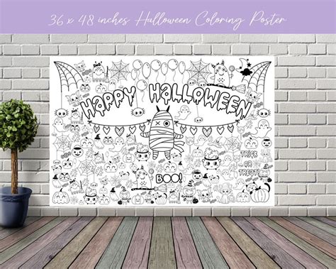 Póster gigante para colorear de Halloween XXL Póster para Etsy España