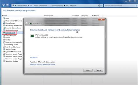 Run Windows 7 Performance Trouble Shooter 2