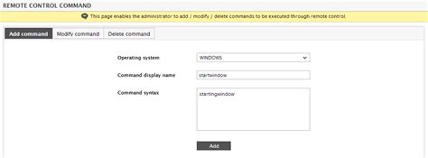 configuring remote control commands