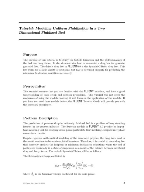 Tutorial Modeling Uniform Fluidization In A Two Dimensional Fluidized
