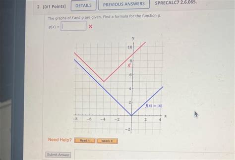 Solved The Graphs Of Fand G Are Given Find A Formula For
