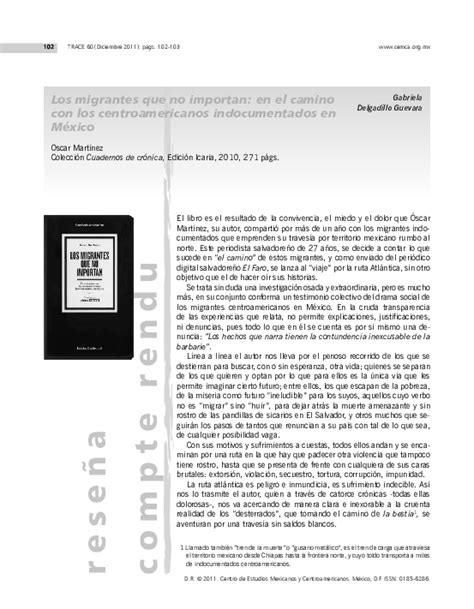 Pdf Los Migrantes Que No Importan En El Camino Con Los