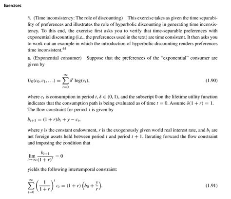 Exercises Time Inconsistency The Role Of Chegg