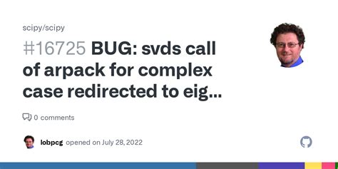 bug svds call of arpack for complex case redirected to eig unsupported