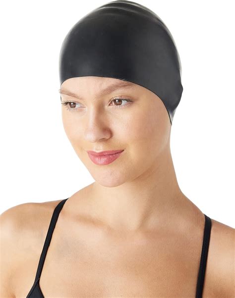 Amazon Basics Wrinkle Free Silicone Unisex Swim Caps Black Pack