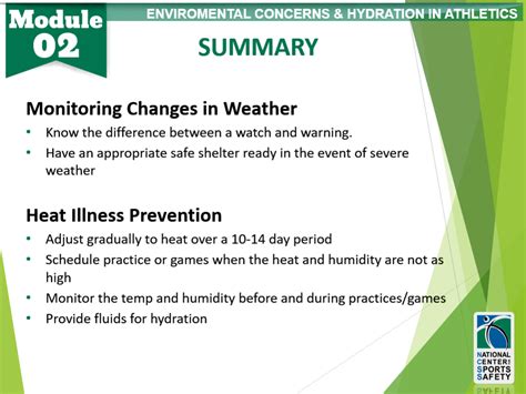 Module 2 Summary National Center For Sports Safety
