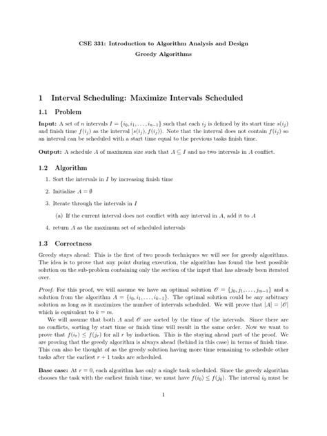 1 Interval Scheduling Maximize Intervals Scheduled 11 Problem Pdf