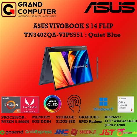 Jual Asus Vivobook S 14 Flip Tn3402qa Vips551 Amd Ryzen 5 5600h 8gb