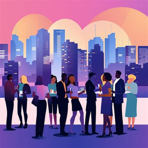 Premium Photo Flat Illustration Of Diverse Professionals Networking