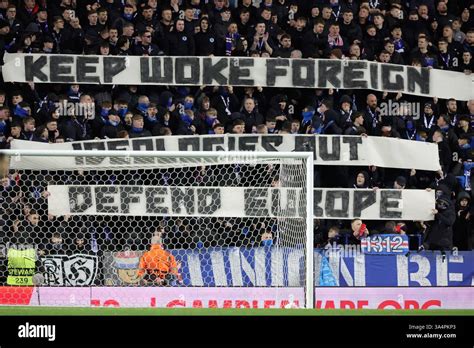 File Photo Dated 13 03 2025 Of Rangers Fans Holding Up A Banners In The Stands Rangers Have