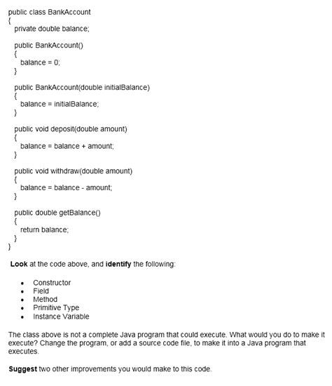 Solved Public Class Bankaccount Private Double Balance