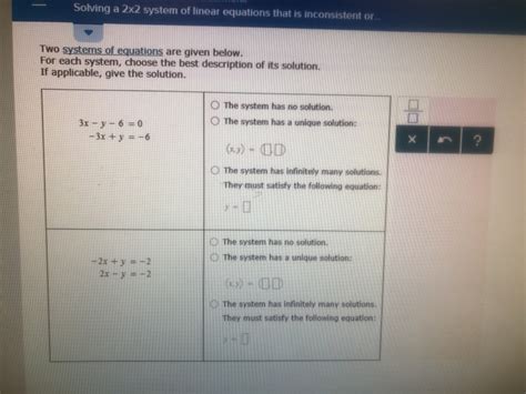 Solved Solving A 2x2 System Of Linear Equations That Is