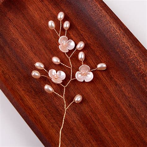 살핑크진주꽃가지금속장식 금속보석비즈장식 리본리본