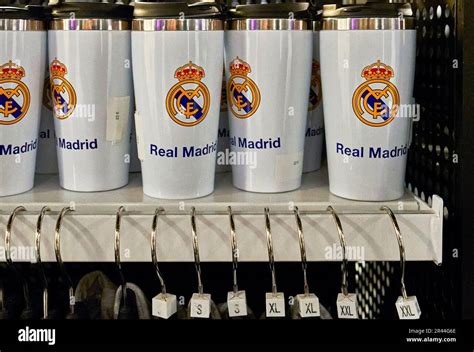 Souvenirs On Sale In The Official FC Real Madrid Store At Santiago