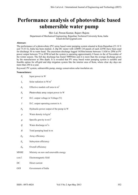 performance analysis of photovoltaic based pdf