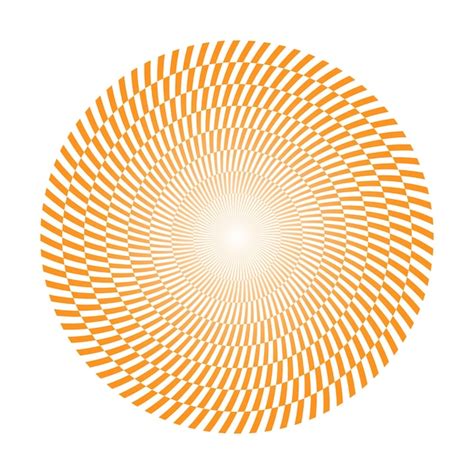 흰색 배경에 주황색 옵 아트 나선형 원의 벡터 그림 프리미엄 벡터