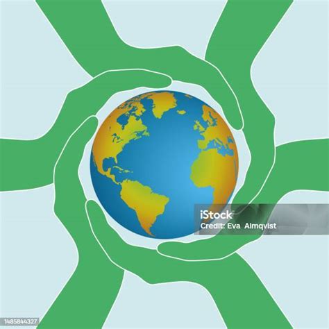 Bannière Avec Des Mains Vertes Et La Planète Terre Travail Déquipe