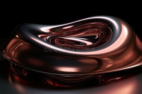 Abstract 3d Render Glossy Reflective Metallic Organic Curve Wave In