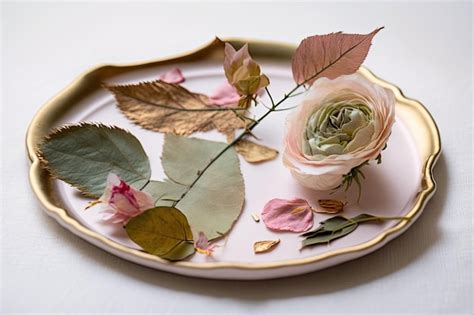 Premium Ai Image Decorative Plate With A Floral Design Generative Ai