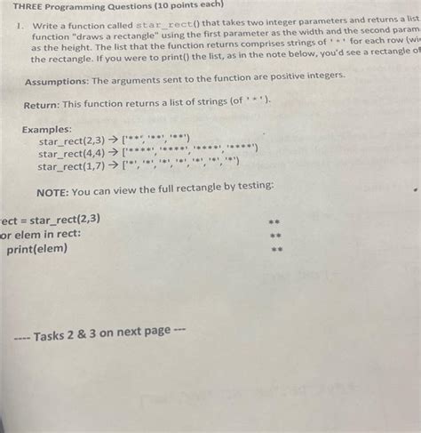 solved 1 write a function called star rect that takes two