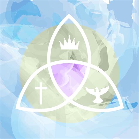 Trinity Sunday Logo On Watercolor Background Crown Cross Holy Spirit