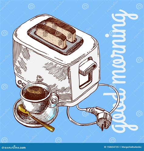 Toaster Sketch Vector Doodle Illustration Isolated On White Background