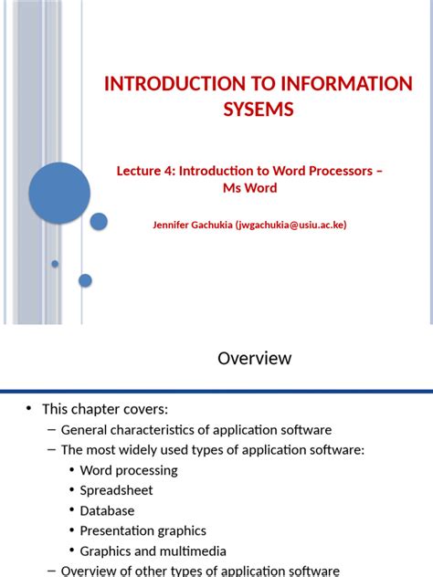 Lecture 4 Word Processors Ms Word Pdf