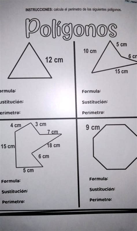 SOLVED Calcula el perímetro de los siguientes poligonos INSTRUCCIONES calcula el perímetro de