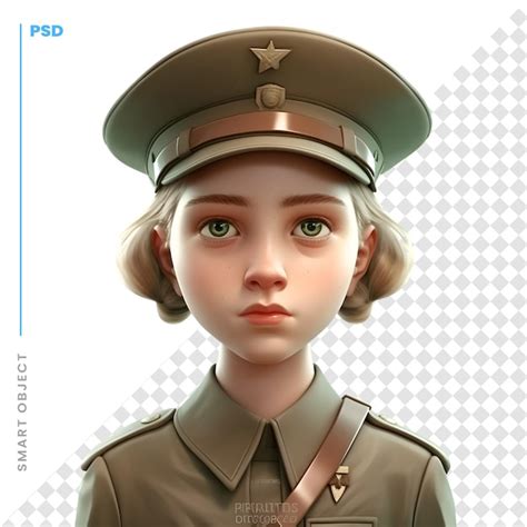 Premium Psd 3d Rendering Of A Female Soldier In Uniform Isolated On