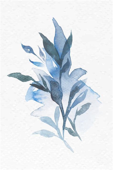 Aesthetic Blue Leaf Watercolor Vector Premium Vector Illustration