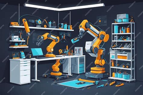 Premium Photo Showcase A Robotics Lab With Spare Parts Tools And A
