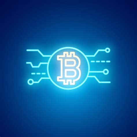 Premium Vector Bitcoin Icon Neon Style With Abstract Background