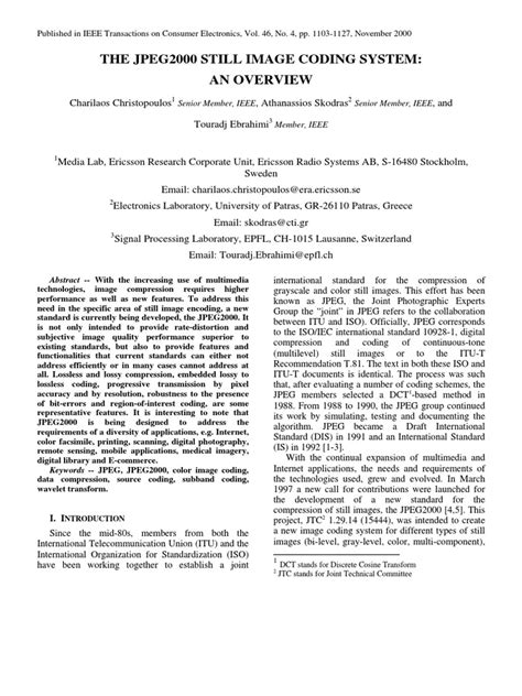 The Jpeg2000 Still Image Coding System An Overview Senior Member