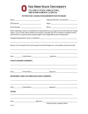 Fillable Online Students Cfaes Ohio State PETITION FOR A CHANGE IN