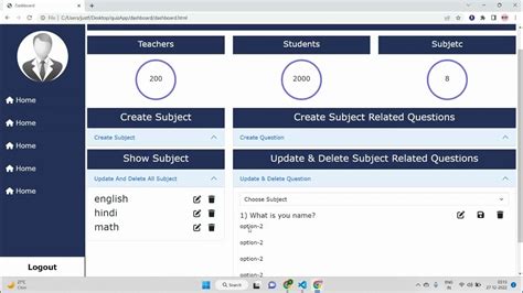 P 12 Quiz App Development Html Css Javascript In Hindi Step By Stp Project With Admin