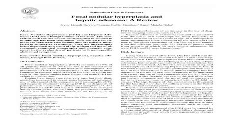 Focal Nodular Hyperplasia And Hepatic Adenoma A