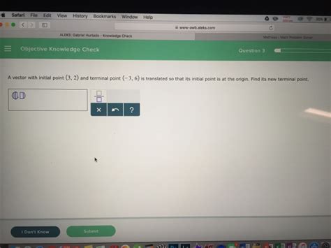 solved a vector with initial point 3 2 and terminal point