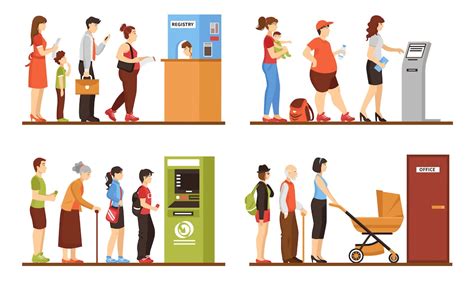 Free Vector Set Of People Forming A Queue