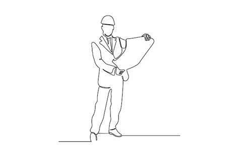 Premium Vector Continuous Line Drawing For Construction Worker Concept Vector Illustration