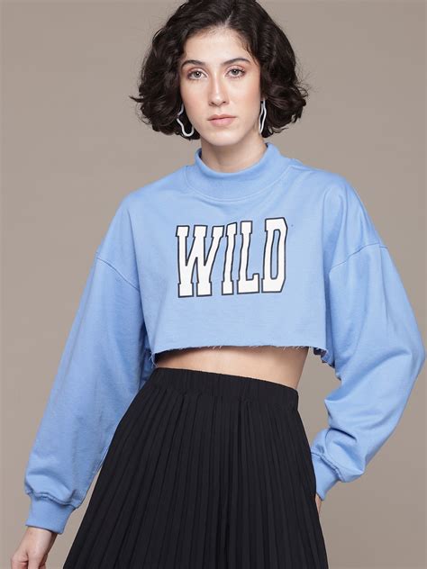 Buy The Roadster Lifestyle Co Typography Printed Crop Sweatshirt