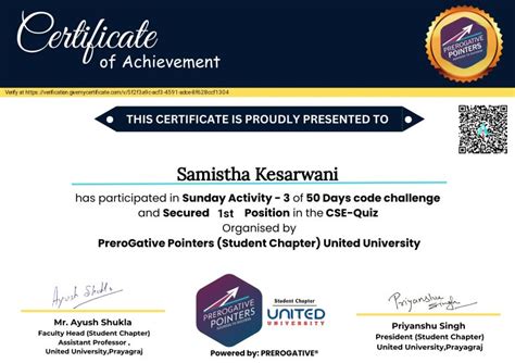 Samistha Kesarwani On Linkedin Achievement Coding Quiz Winner
