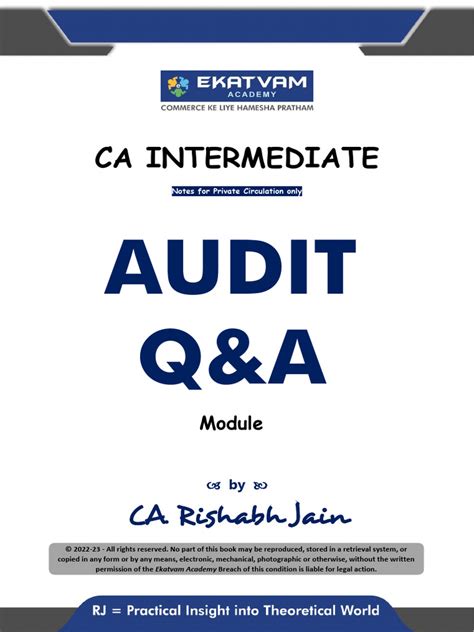Ca Inter Audit Question Bank May2023 Nov2023 Pdf Financial Audit